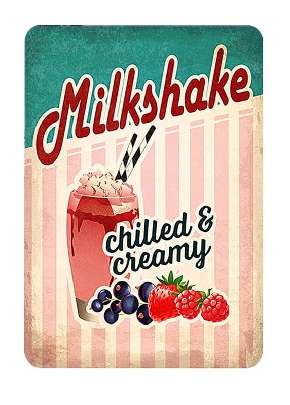Vintage Tin Poster Milkshake Chilled & Creamy Metal Tin Sign Retro Art ...