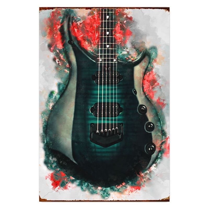 Vintage Tin Poster ROCK GUITAR Rust Metal Tin Sign 8x12 Inch Aluminum ...