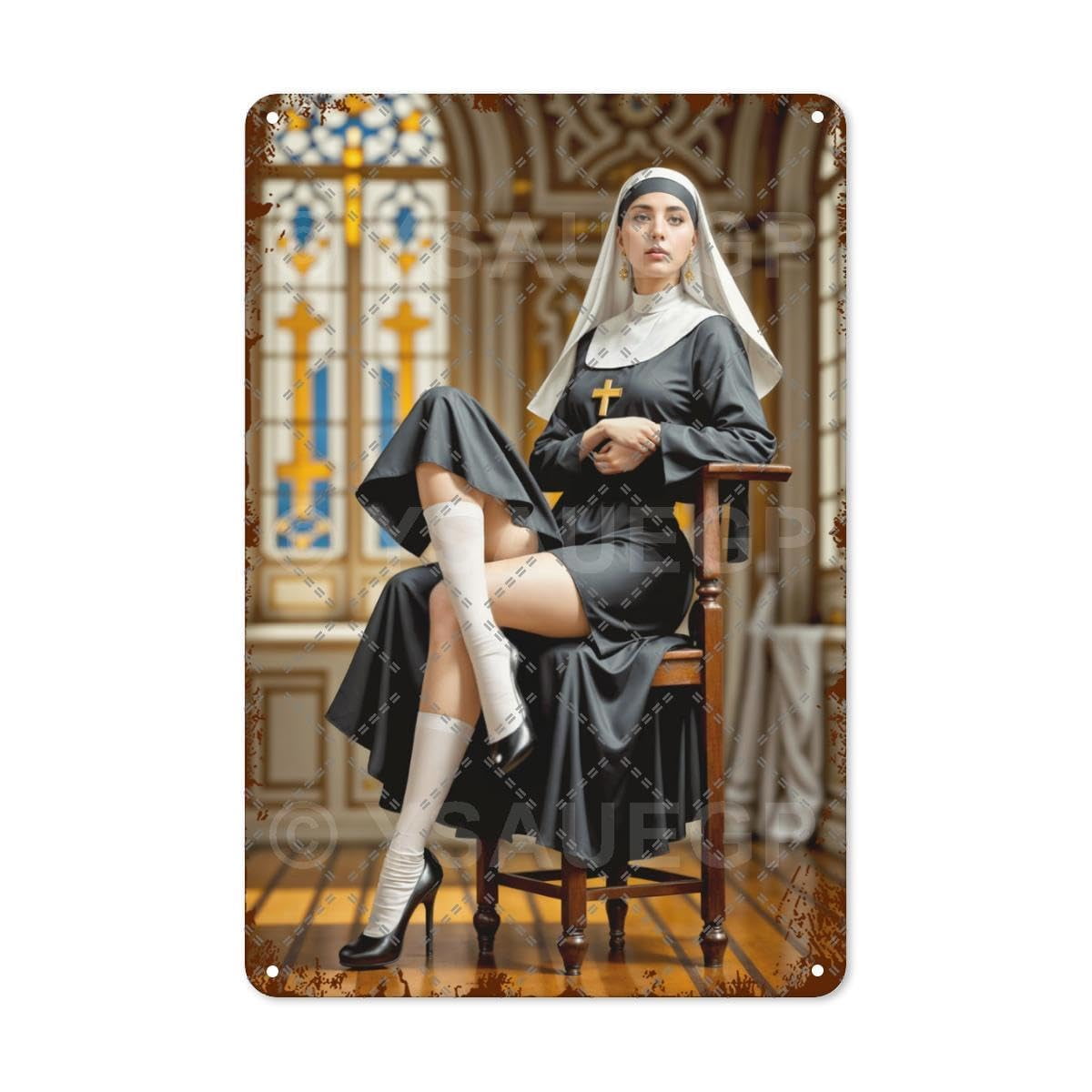 Vintage Tin Sign, 8x12 Inch Metal Wall Decor, Retro the Nun Tin Sign ...