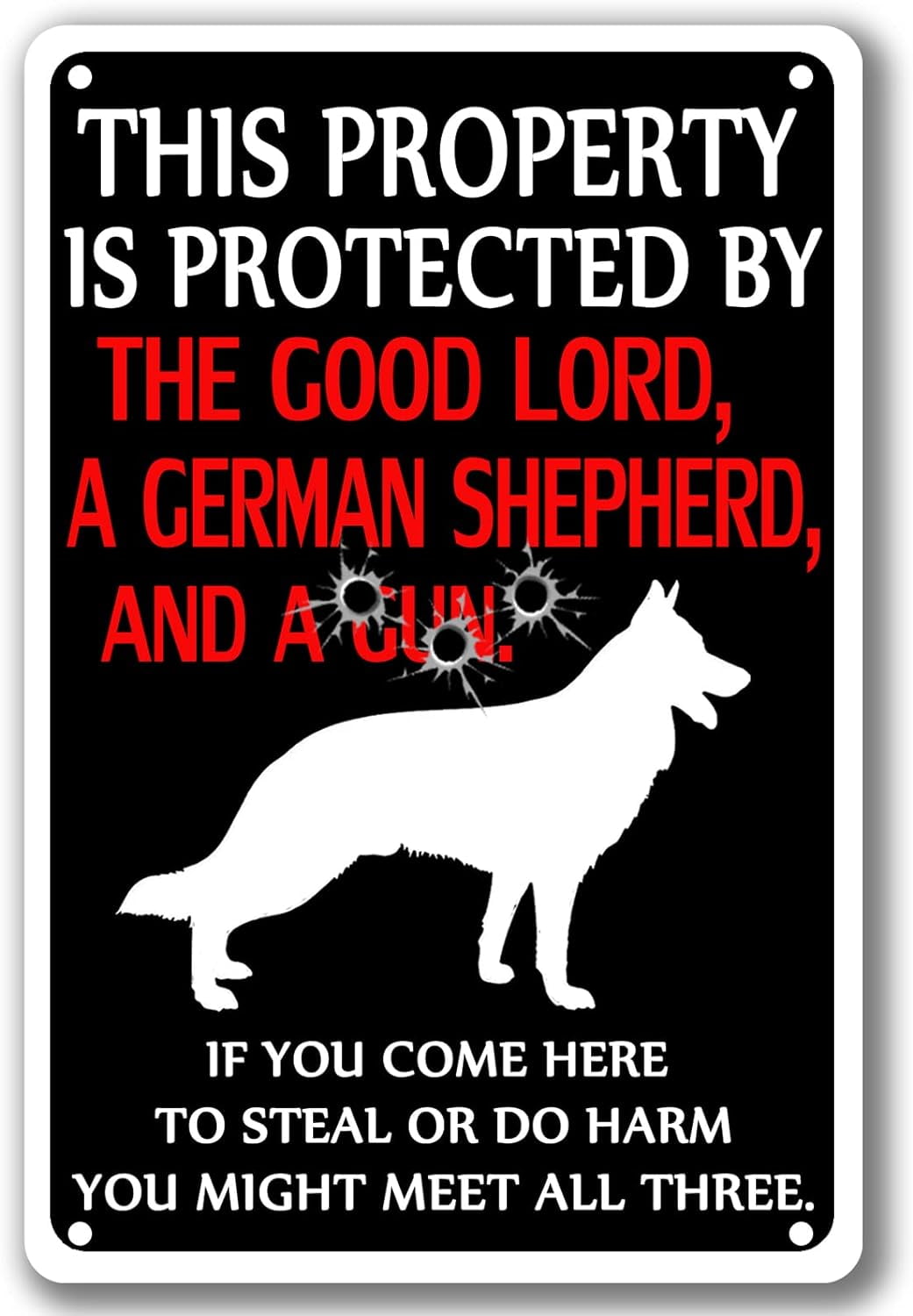 Vintage Tin Sign Beware Of Dog Warning Property Is Protected By German ...