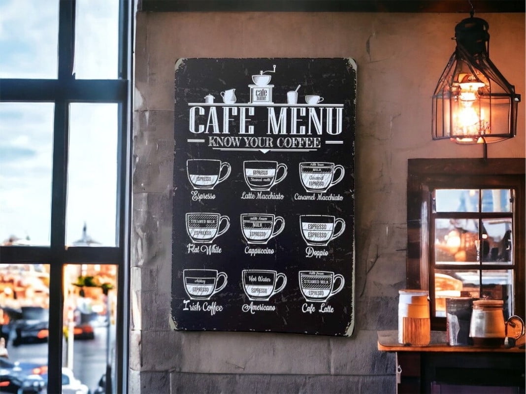 Vintage Tin Sign Cafe Menu Know Your Coffee Metal Sign Retro Coffee Tin ...