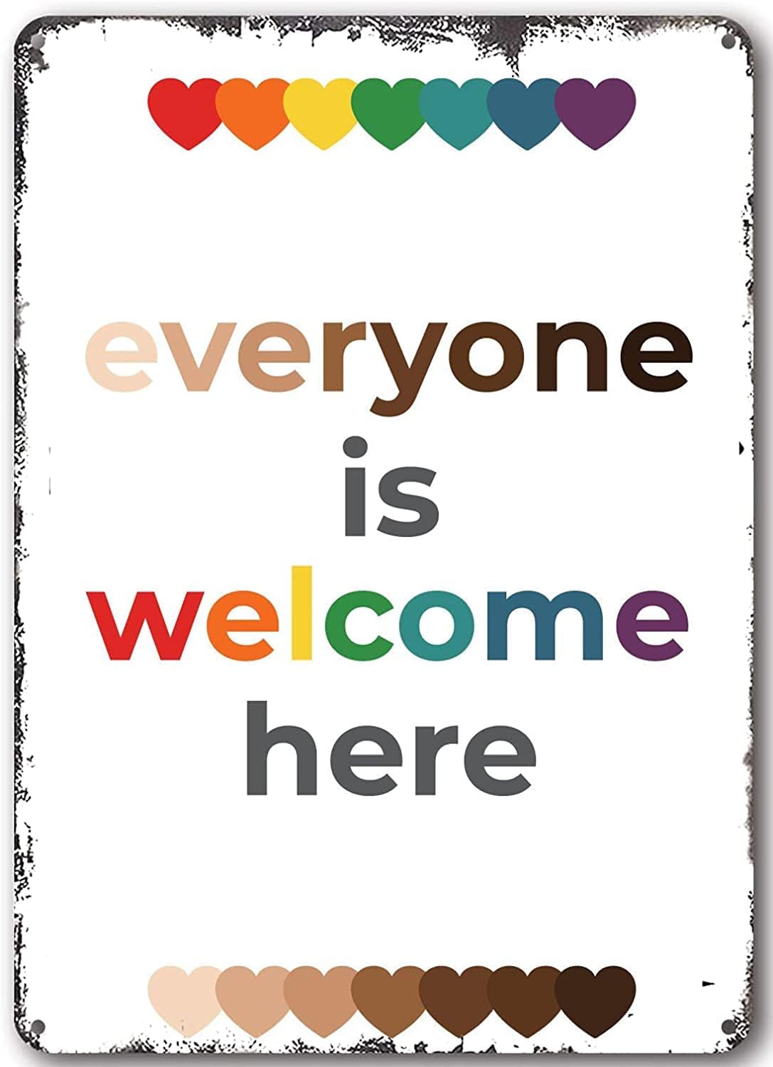 Vintage Tin Sign Everyone is Welcome Here- Rainbow Kindness Counselor ...