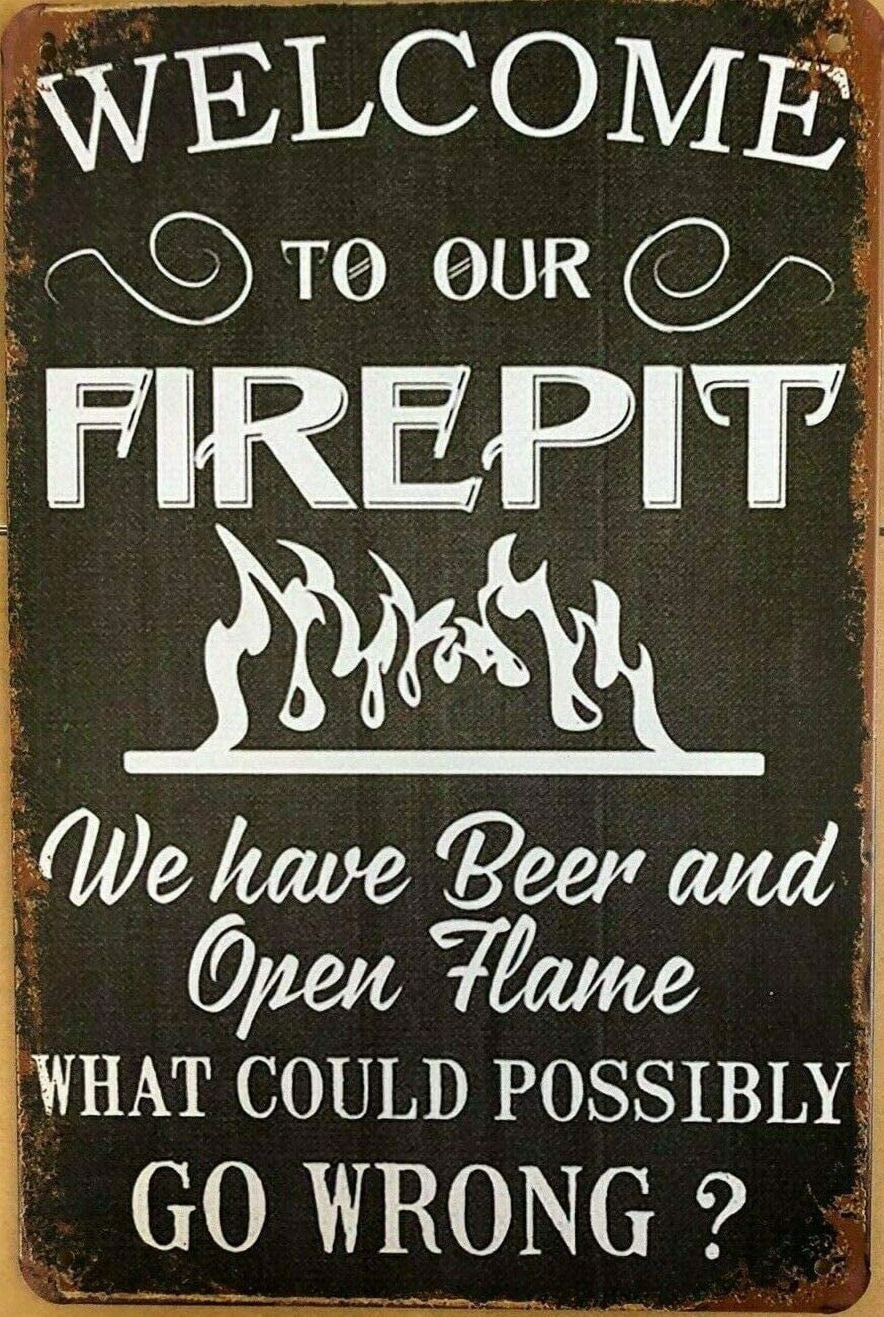 Vintage Tin Sign Fire Pit Metal Poster Retro Art Wall Decoration for ...