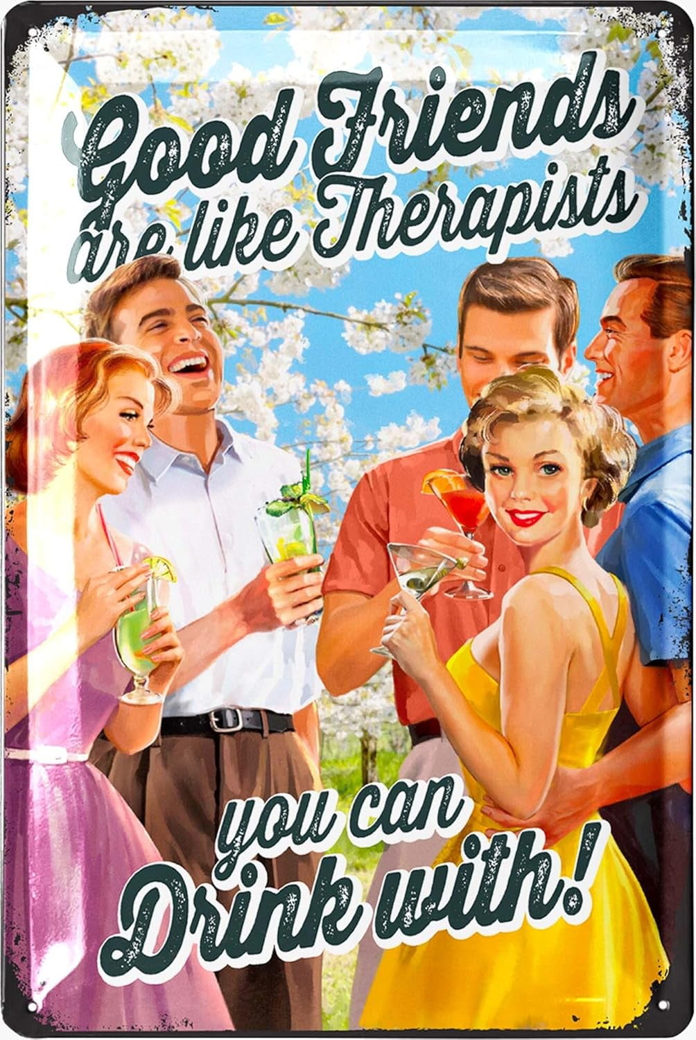 Vintage Tin Sign - GROUP THERAPY - Bar Signs for Man Cave, Drinking ...