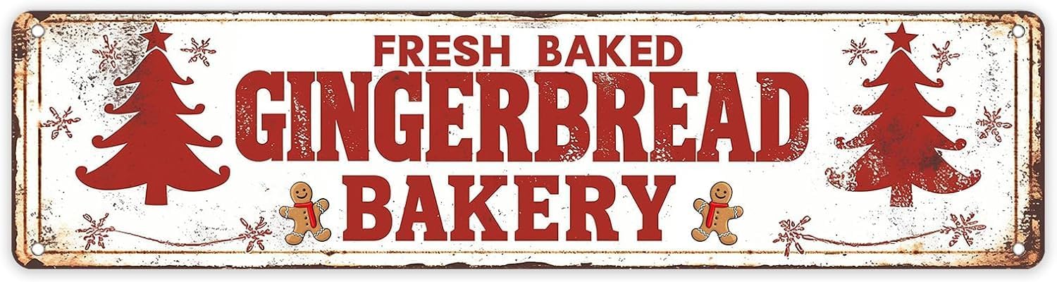 Vintage Tin Sign Gingerbread Retro Metal Bar Wall Art Black Hanging ...