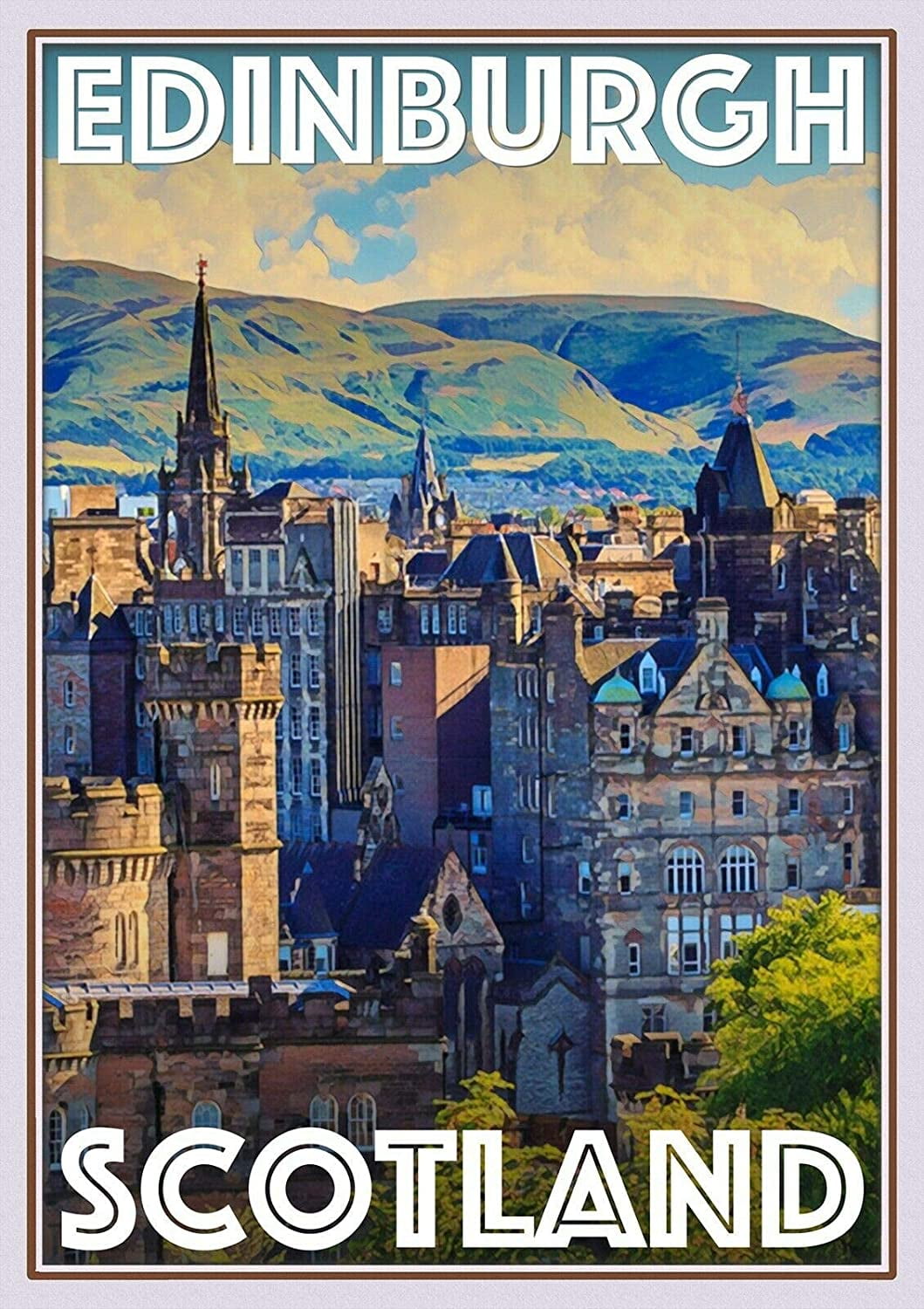 Vintage Tin Sign Holiday Tourism Edinburgh Scotiand Wall Decoration ...