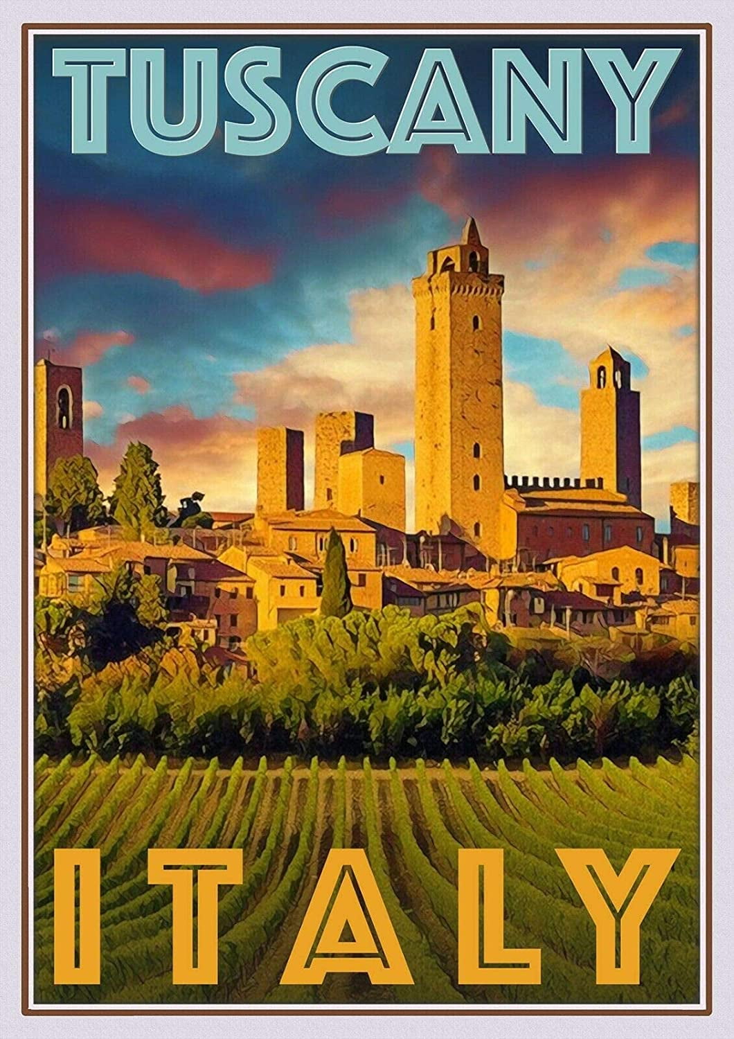 Vintage Tin Sign Holiday Tourism Tuscany Italy Wall Decoration Poster ...