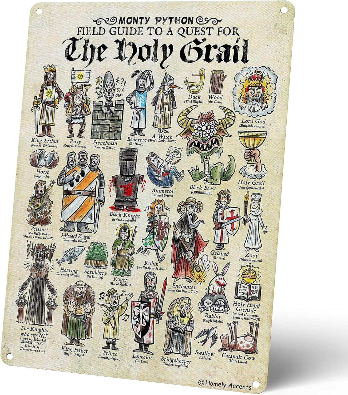 Vintage Tin Sign Homely Accents Field Guide To A Quest The Holy Grail ...