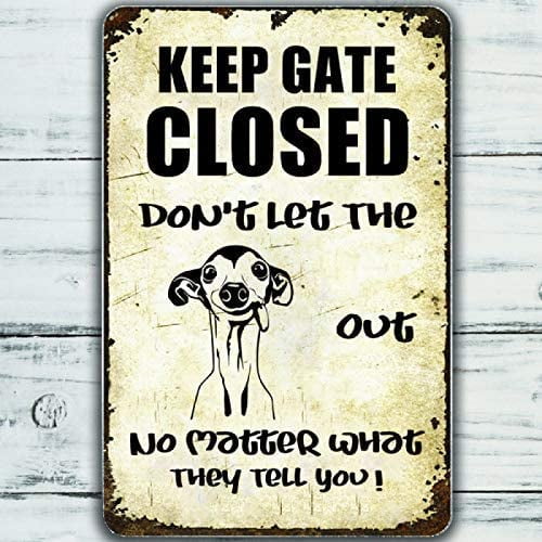 Vintage Tin Sign Keep Gate Closed Don't Let The Dog Out Metal Wall ...