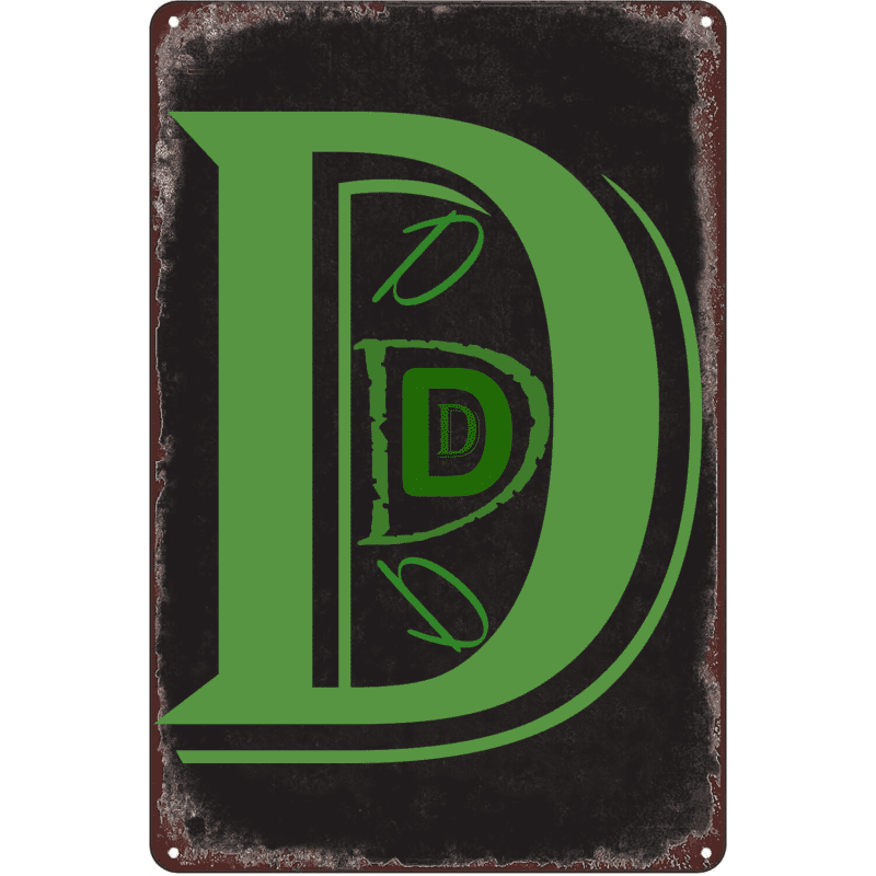 Vintage Tin Sign Letter D with Cat Metal Alphabet Wall Letter for Home ...