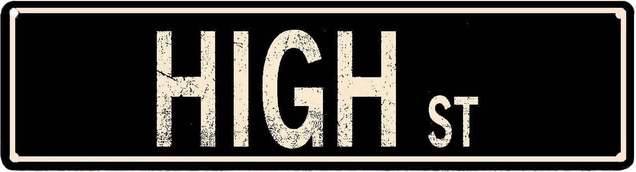 Vintage Tin Sign Metal High Street Signs Stylish Wall Art Plaques for ...