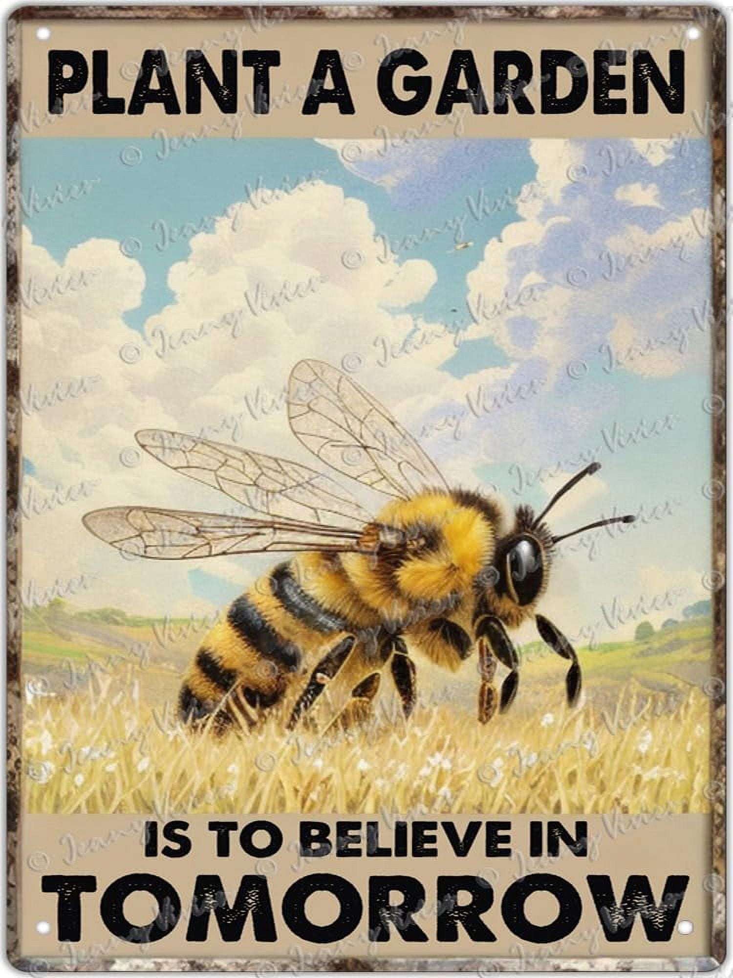 Vintage Tin Sign to Plant A Garden is to Believe in The Bees of Tomorrow Antique Tin Sign Rustic ...
