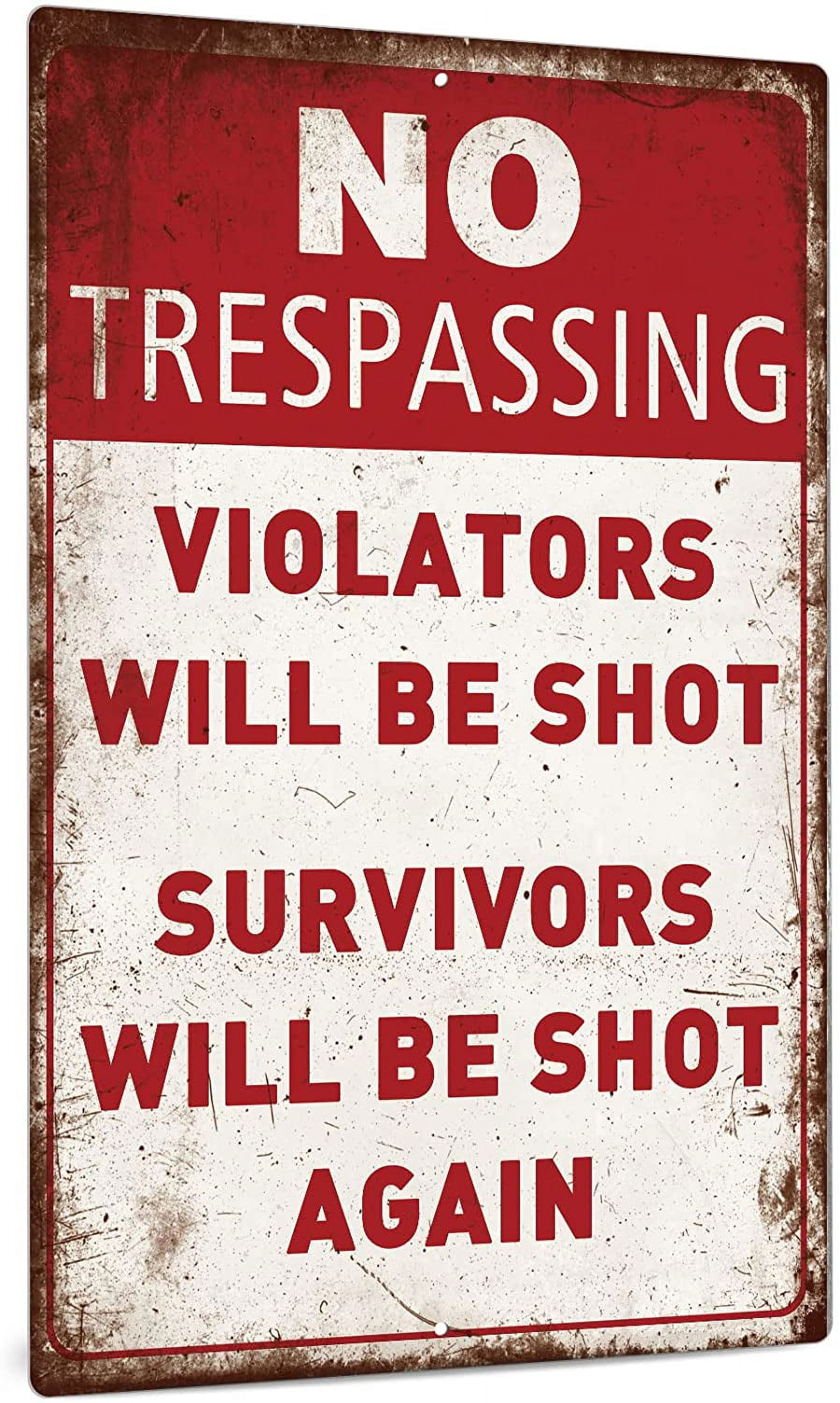 Vintage Tin Sign Retro Aluminium Sign No Trespassing Sign Violator Will ...
