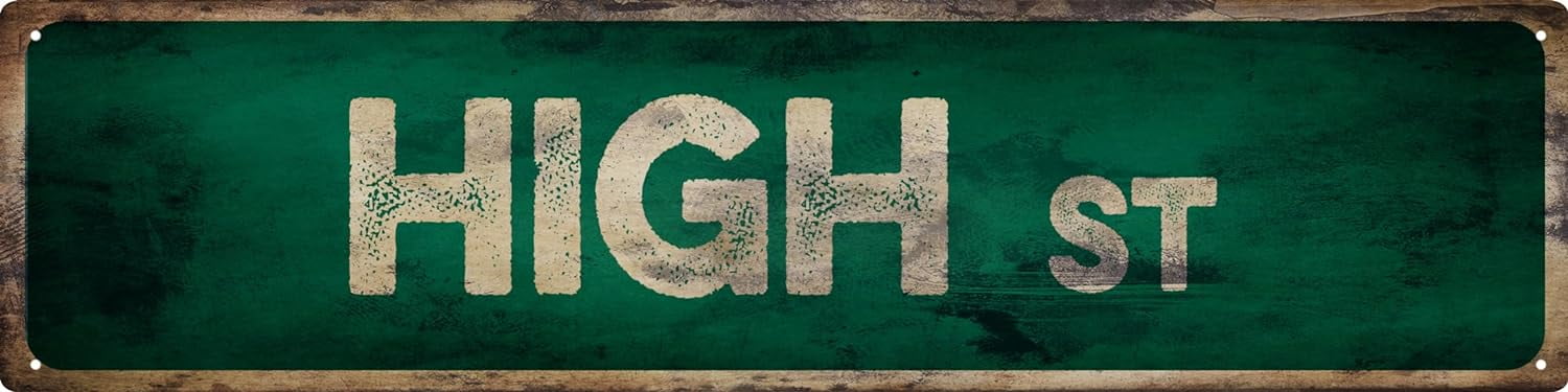 Vintage Tin Sign Retro Metal High Street Signs Stylish Wall Art Plaques ...