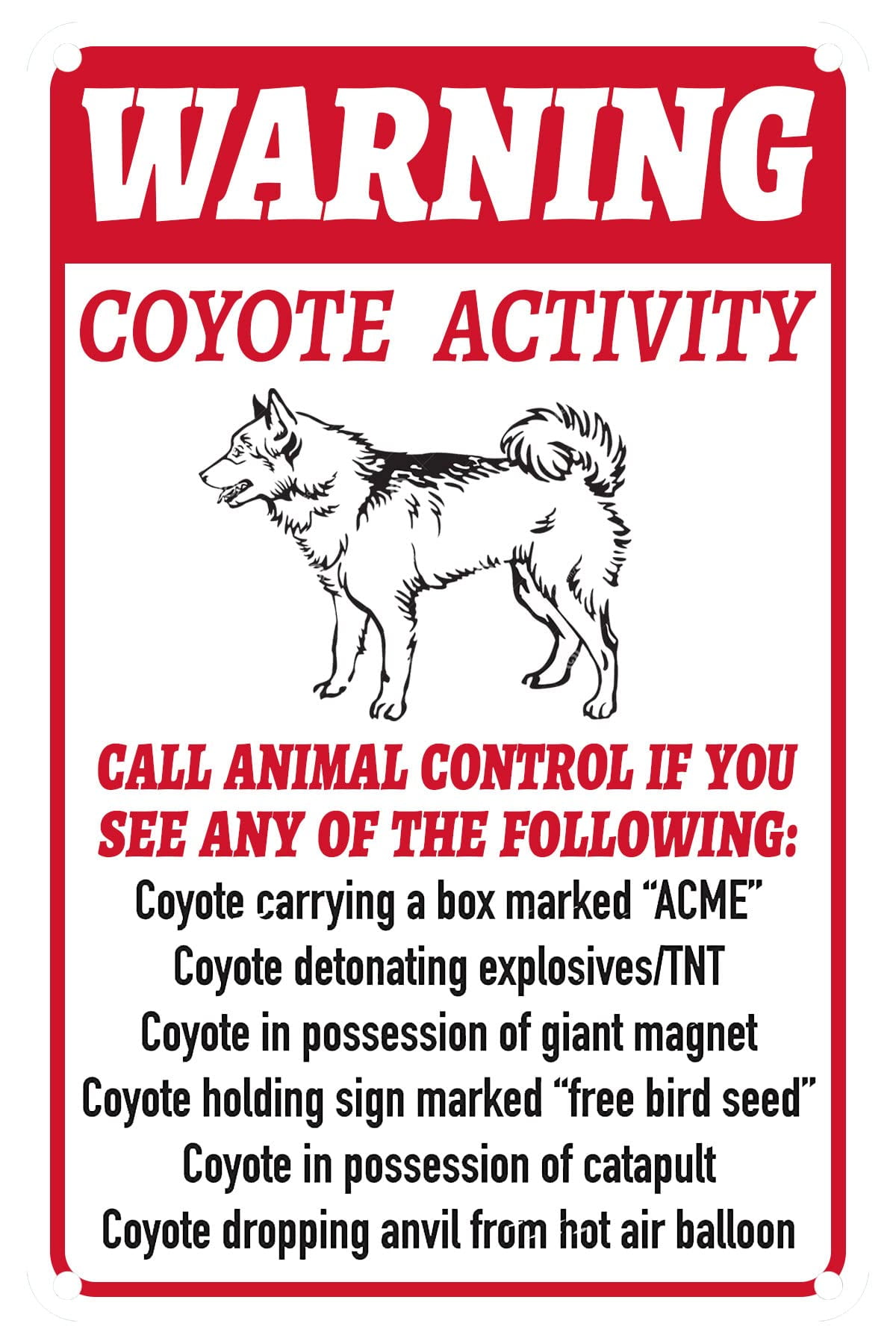 Vintage Tin Sign Retro Metal Sign Coyote Activity Metal Signs Vintage Wall Art Wall Decor Plaque ...