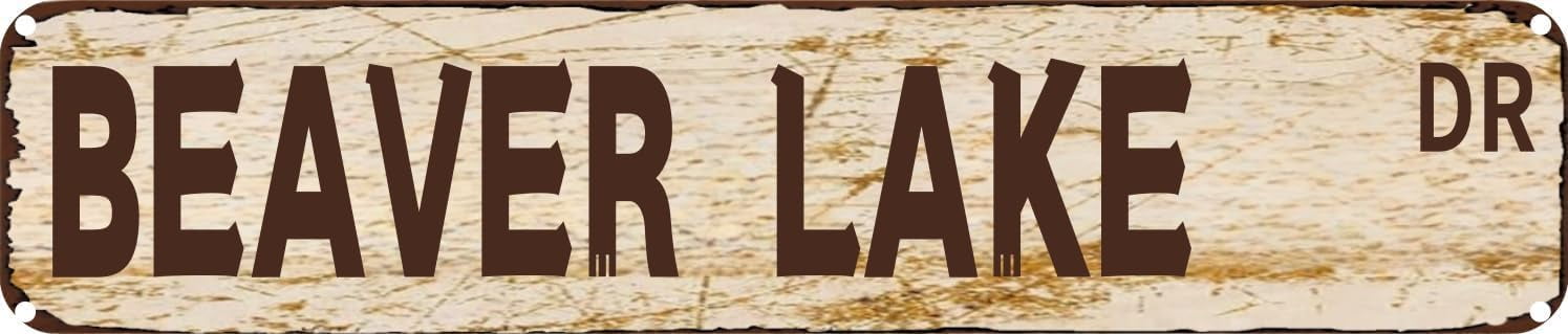 Vintage Tin Sign Retro Metal Wall Decor BEAVER LAKE DR Rustic Aluminum ...