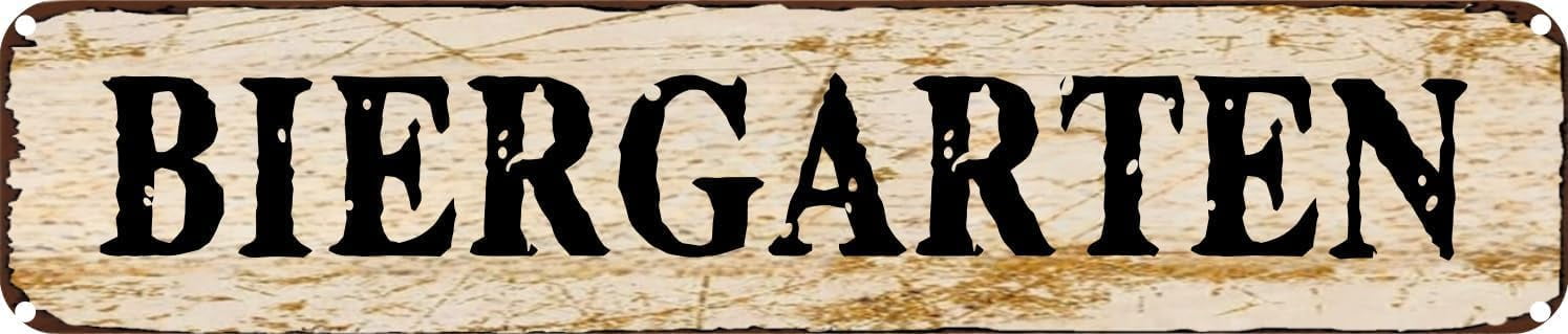 Vintage Tin Sign Retro Metal Wall Decor BIERGARTEN Rustic Aluminum ...