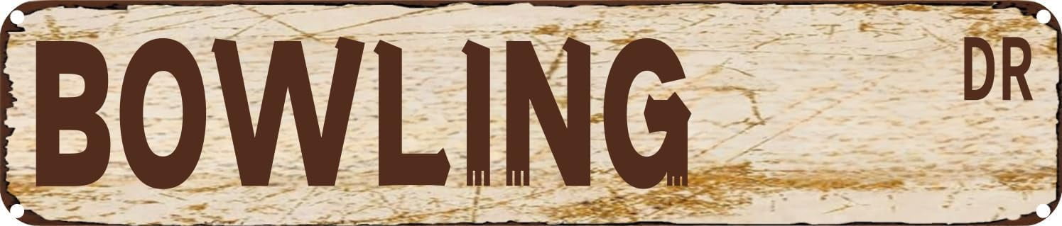 Vintage Tin Sign Retro Metal Wall Decor BOWLING DR Rustic Aluminum ...