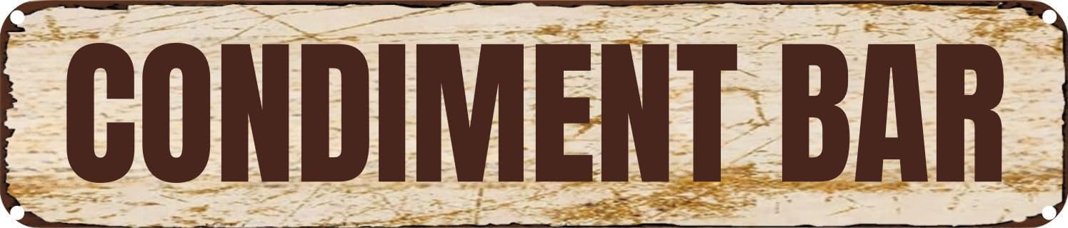 Vintage Tin Sign Retro Metal Wall Decor CONDIMENT BAR Rustic Aluminum ...
