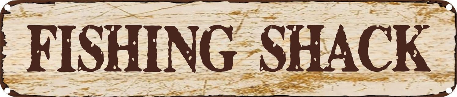 Vintage Tin Sign Retro Metal Wall Decor FISHING SHACK Rustic Aluminum ...
