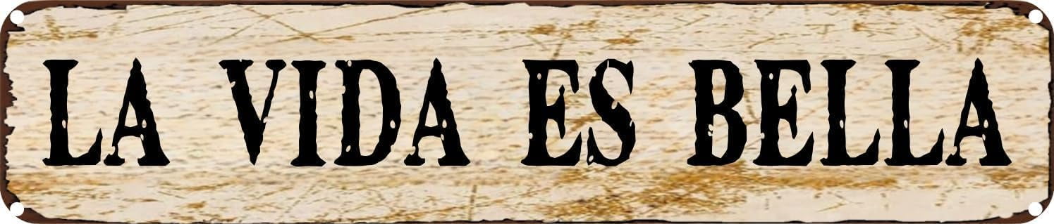 Vintage Tin Sign Retro Metal Wall Decor LA VIDA ES BELLA Rustic ...