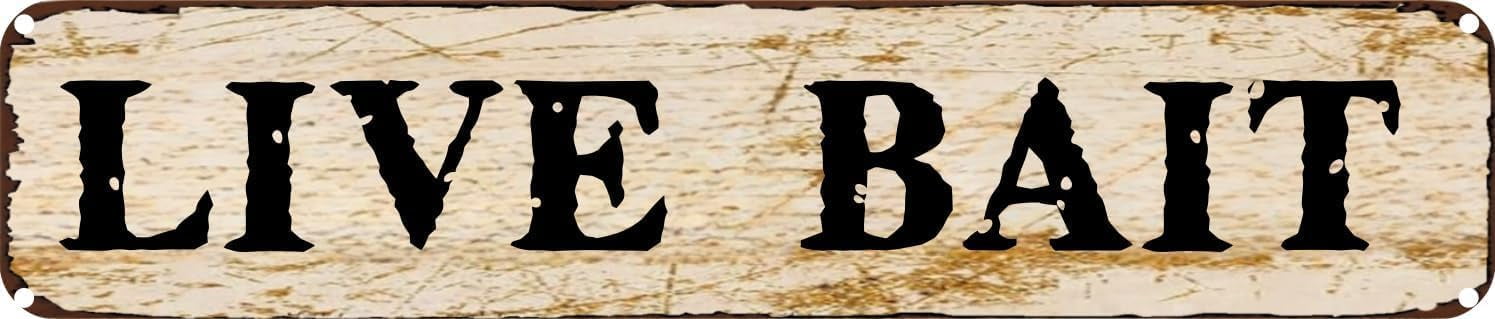 Vintage Tin Sign Retro Metal Wall Decor LIVE BAIT Rustic Aluminum ...
