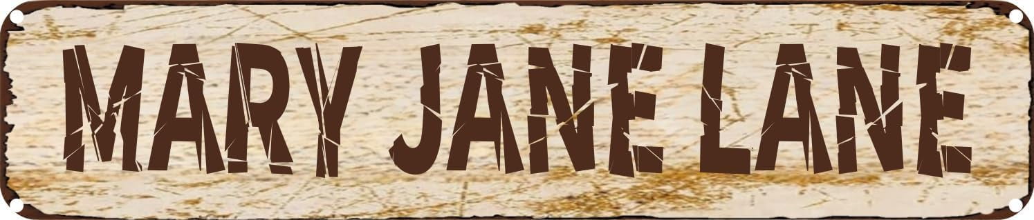 Vintage Tin Sign Retro Metal Wall Decor MARY JANE LANE Rustic Aluminum ...