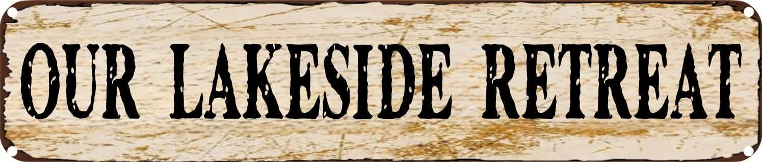 Vintage Tin Sign Retro Metal Wall Decor Our Lakeside Retreat Rustic ...