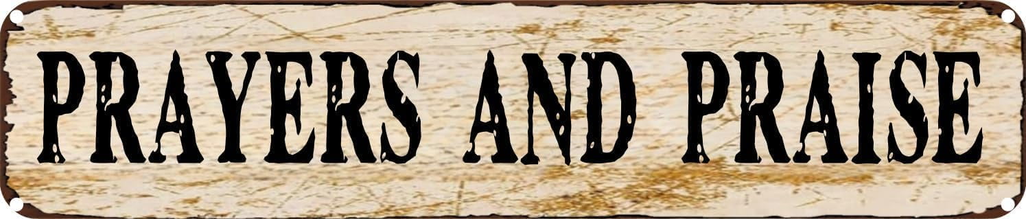 Vintage Tin Sign Retro Metal Wall Decor PRAYERS AND PRAISE Rustic ...