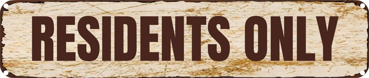 Vintage Tin Sign Retro Metal Wall Decor RESIDENTS ONLY Rustic Aluminum ...