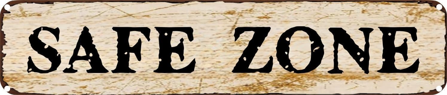 Vintage Tin Sign Retro Metal Wall Decor SAFE ZONE Rustic Aluminum ...