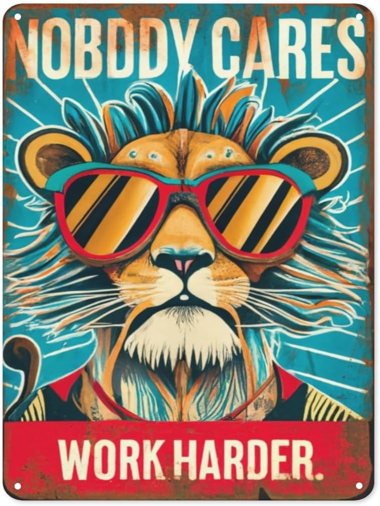 Vintage Tin Sign-Retro Nobody Cares Work Harder Tin Sign-Fitness Poster ...