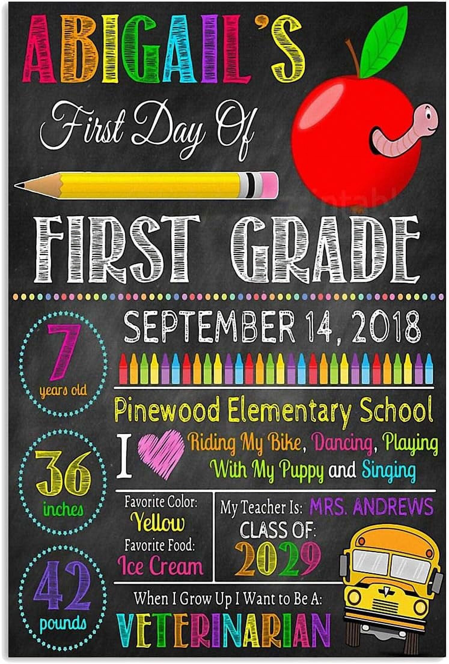 Vintage Tin Sign School First Day Of First Grade Poster 8x12Inches ...