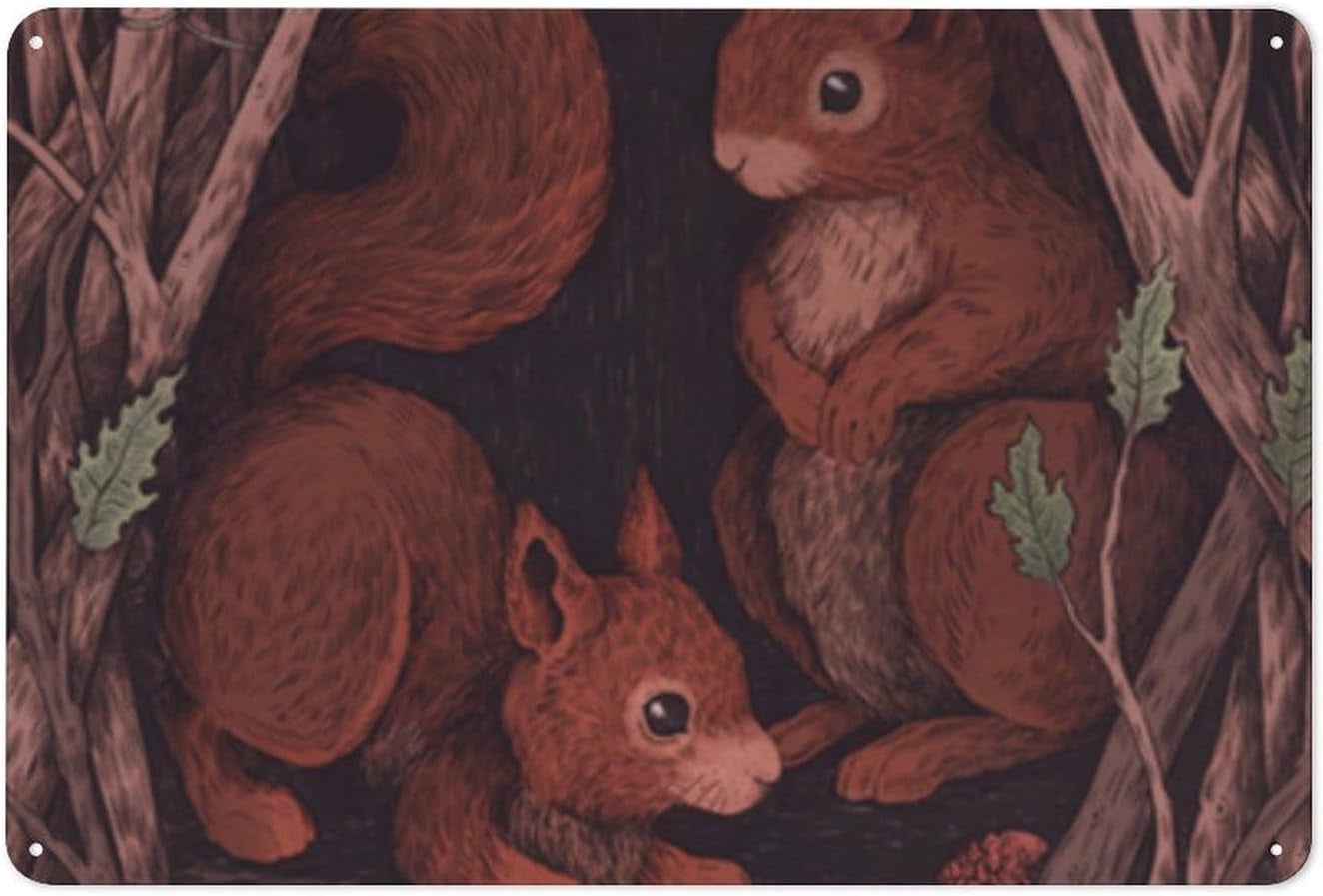 Vintage Tin Sign Squirrel Sign Wall Art Fun Nautical Nursery ...