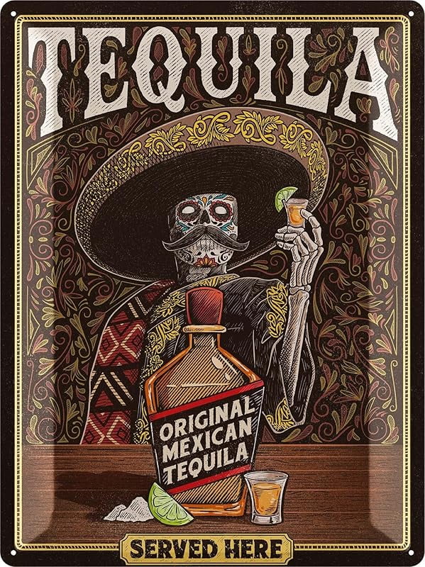 Vintage Tin Sign TEQUILA Wall Art, Vintage Retro Signs for Bar, Metal ...