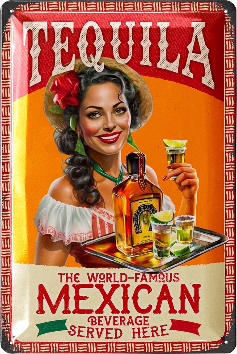 Vintage Tin Sign TEQUILA Wall Art, Vintage Retro Signs for Bar, Metal ...