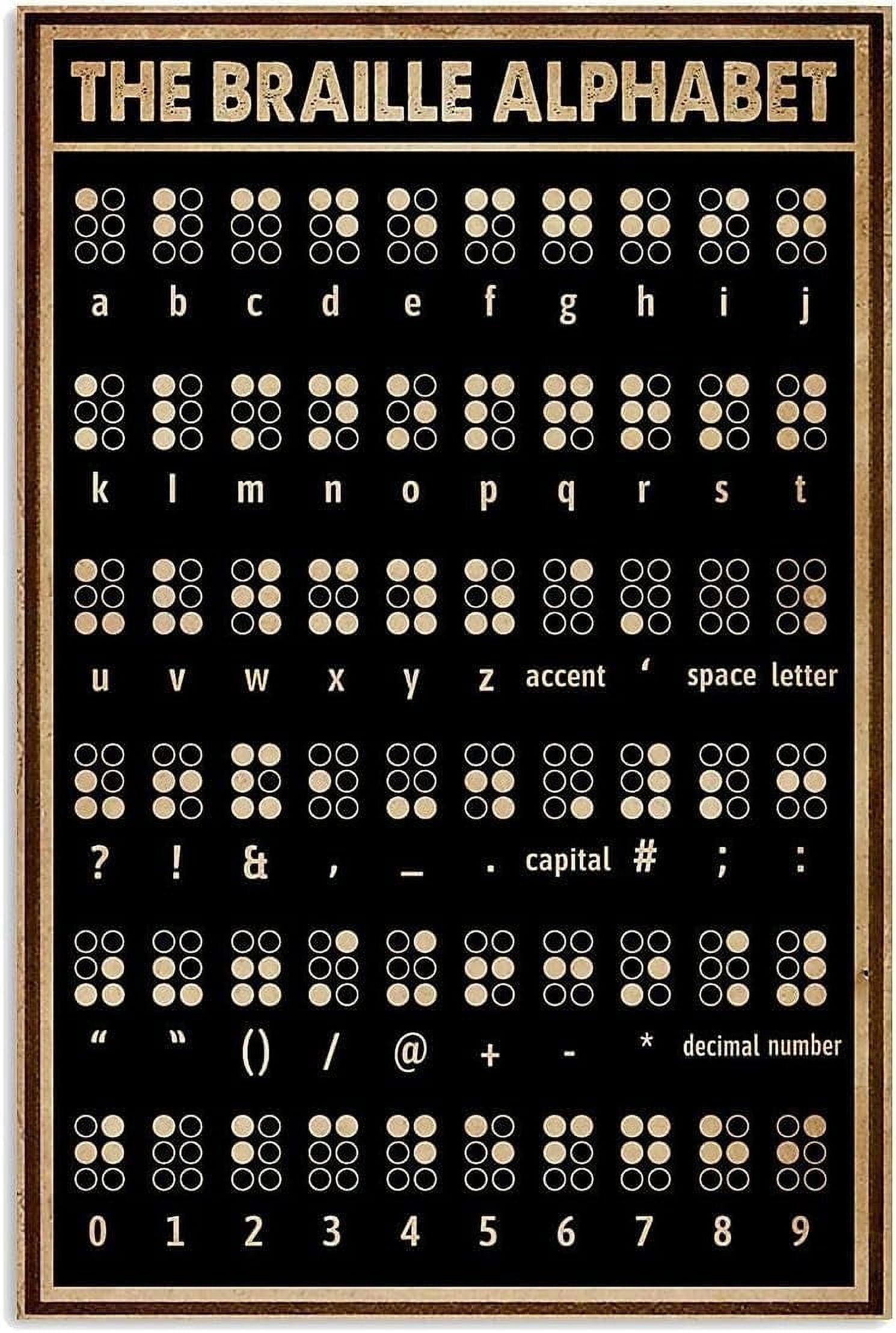 Vintage Tin Sign The Braille Alphabet Education Knowledge Bed Poster ...