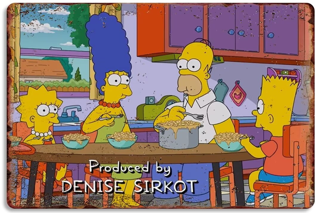 Vintage Tin Sign The Simpsons Dinner Retro Plaque Wall Decor Gift For ...