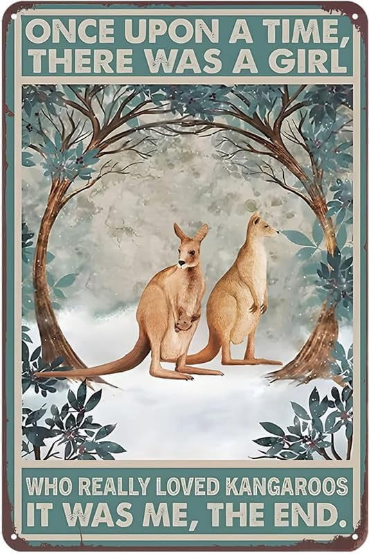 Vintage Tin Sign There Was A Girl Who Really Loved Kangaroos Retro Wall ...