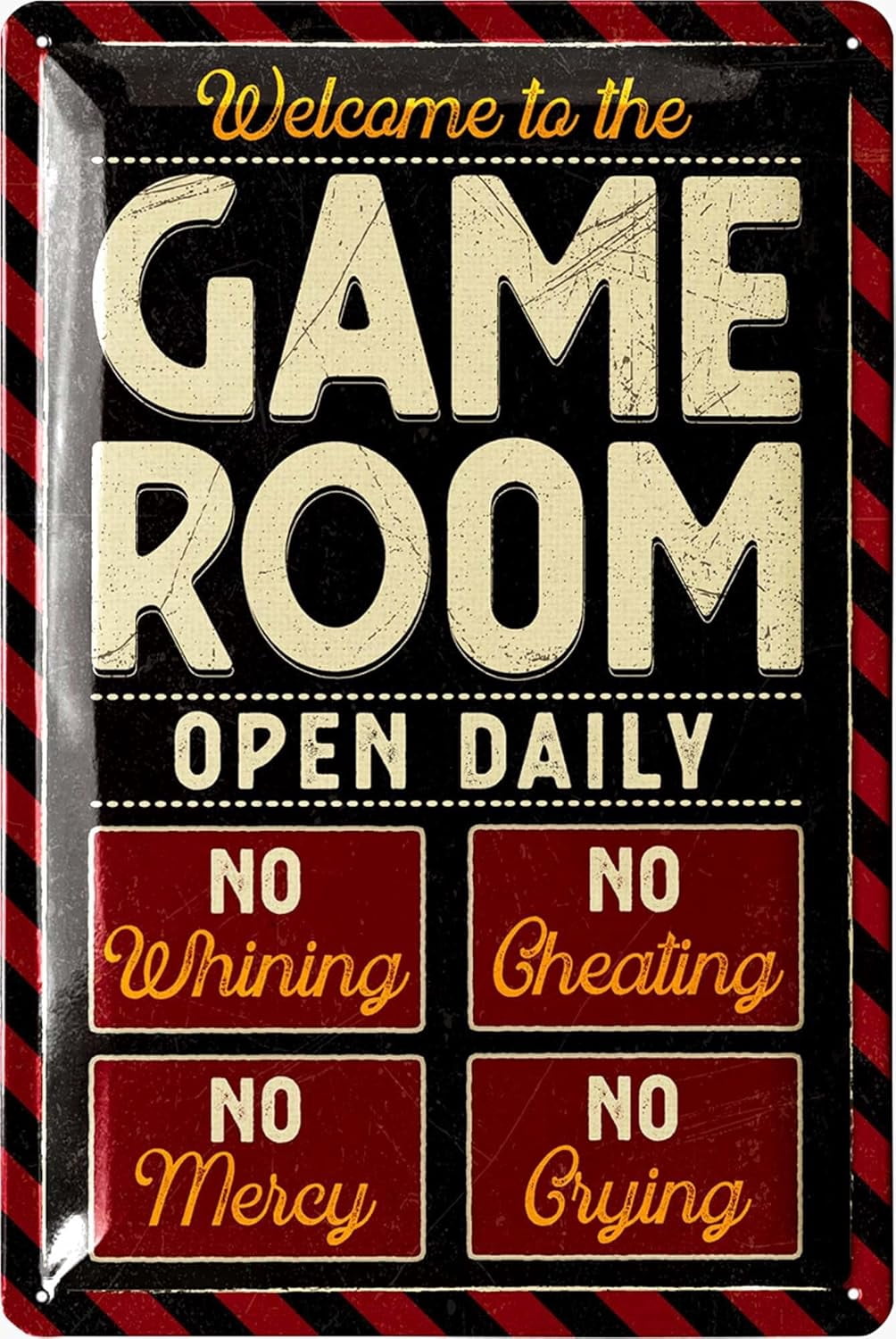 Vintage Tin Sign - WELCOME TO THE GAME ROOM Gamer at Play sign, Do Not ...