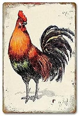 Vintage Tin Signs Rooster Metal Sign Retro Metal Sign Printing Poster ...