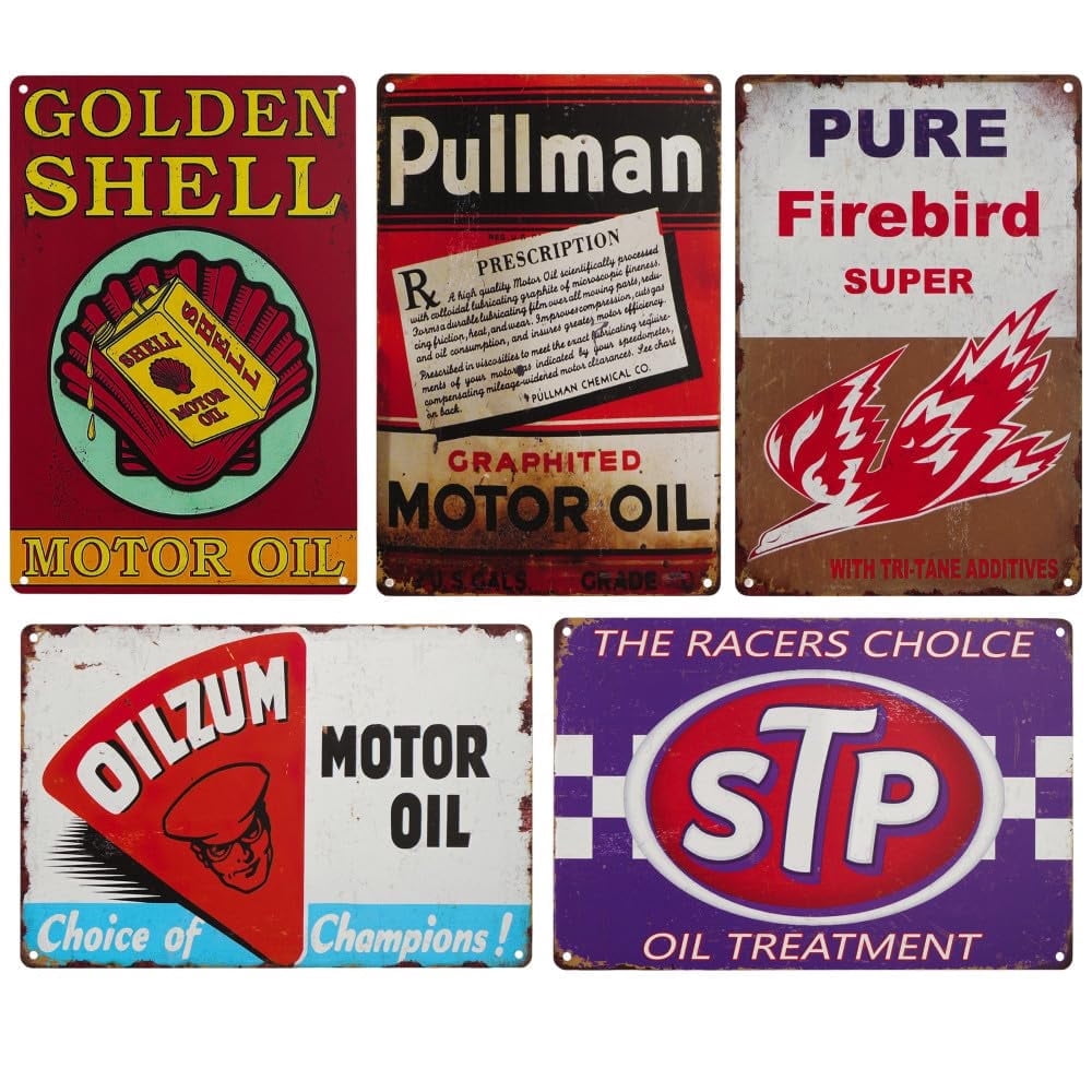 Vintage Tin Signs, Set of 5, Motor Oil and Automotive Advertisements ...