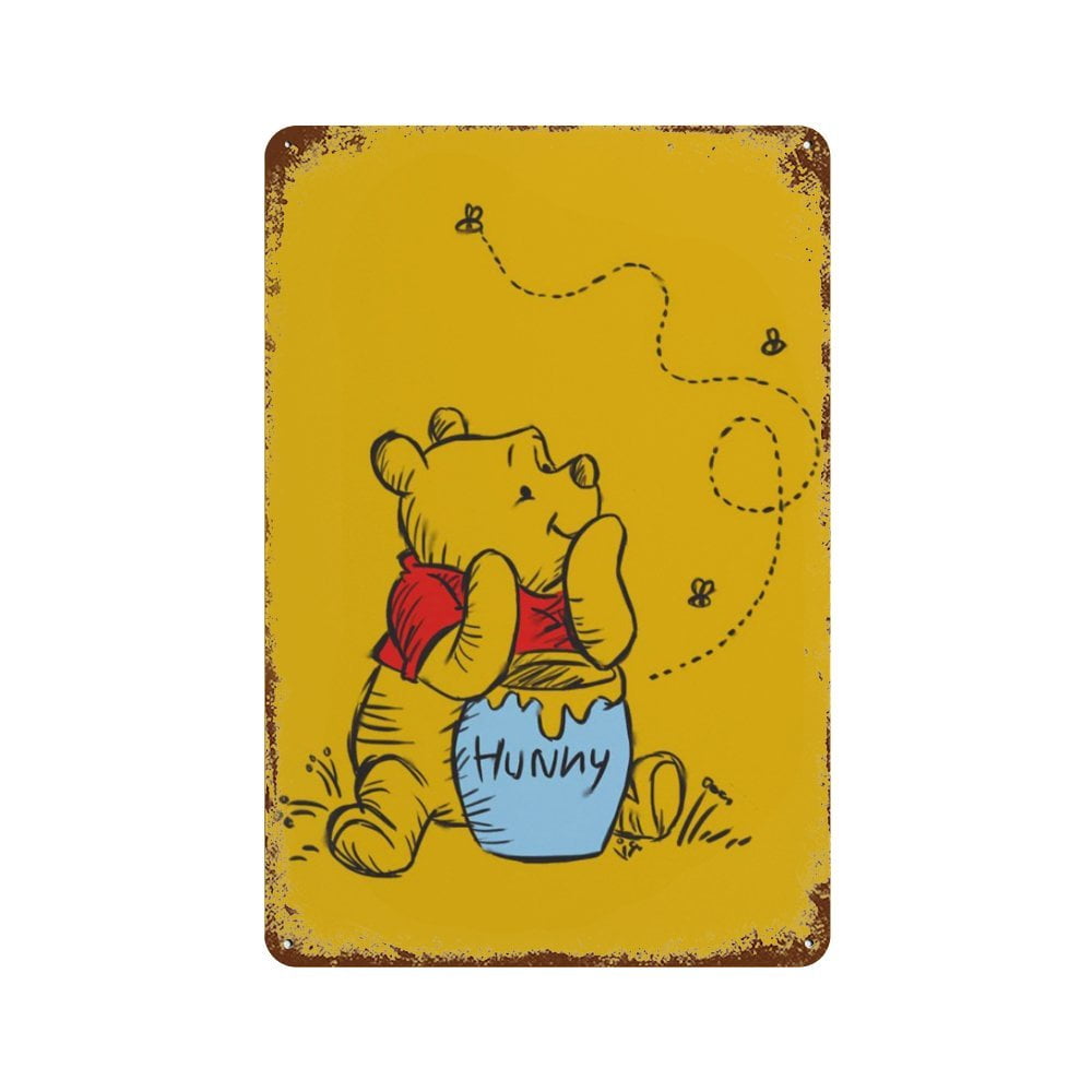 Vintage Tin Signs Winnie The Pooh Retro Metal Sign Retro Garage Poster ...