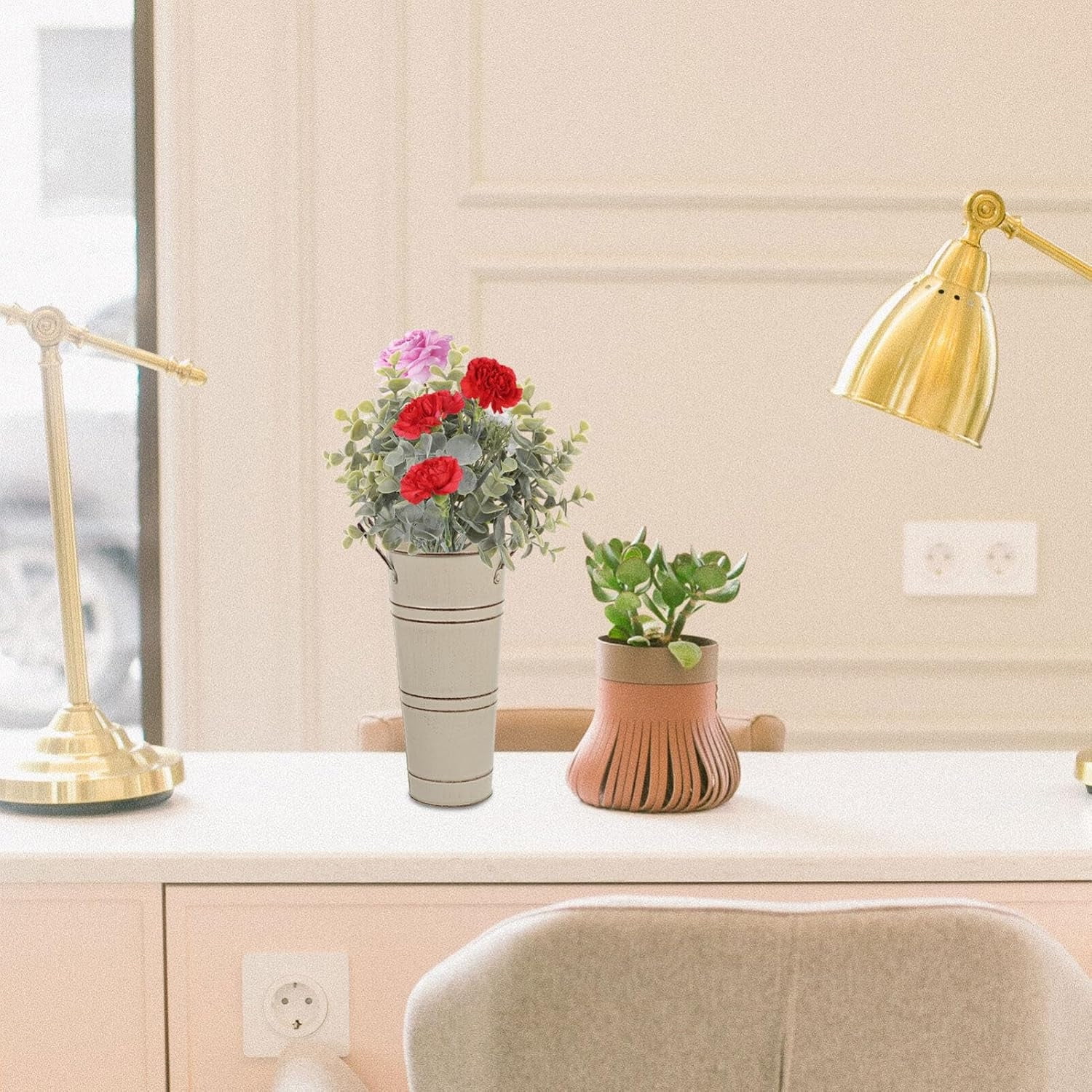 Vintage Vase Metal Farmhouse Flower Vase Multi-Functional Flower Bins ...