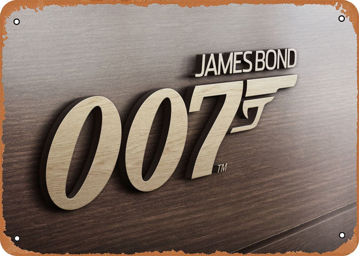 Vintage Tin Wall Sign - Wooden 3D James Bond 007 Logo Text Metal Poster ...