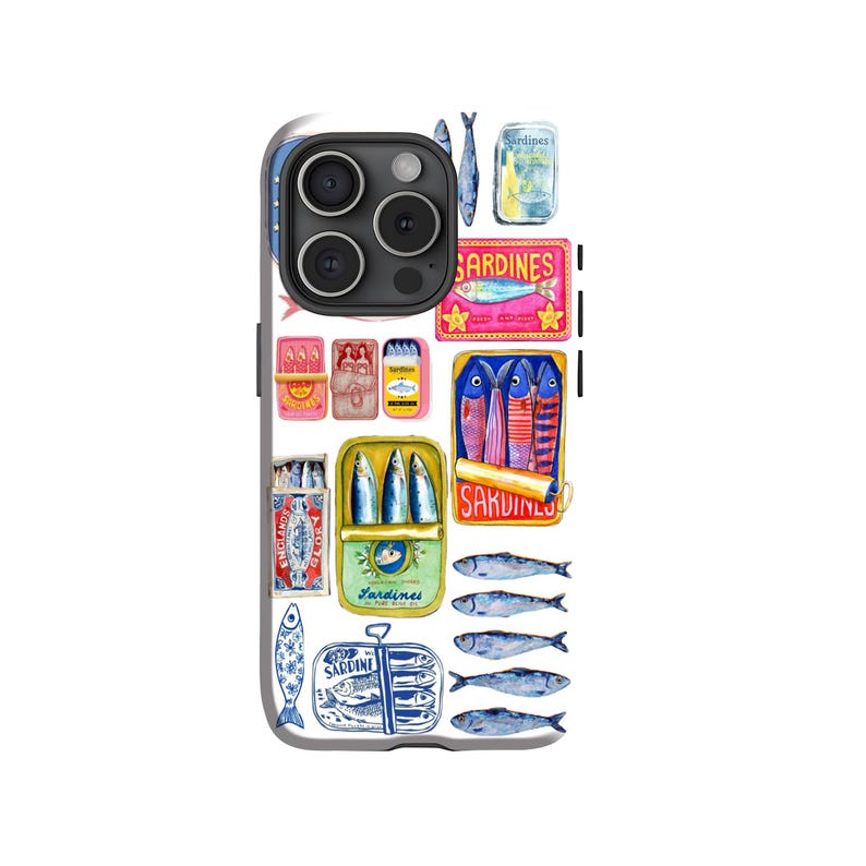 Vintage Tinned Fish Sardine Collage Phone Case, summer coastal art ...