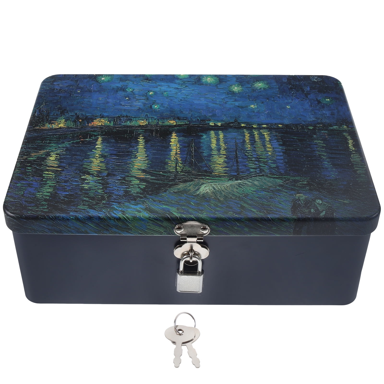 Vintage Tinplate Box with Lock Lockable Small Cash Storage Box Jewelry ...