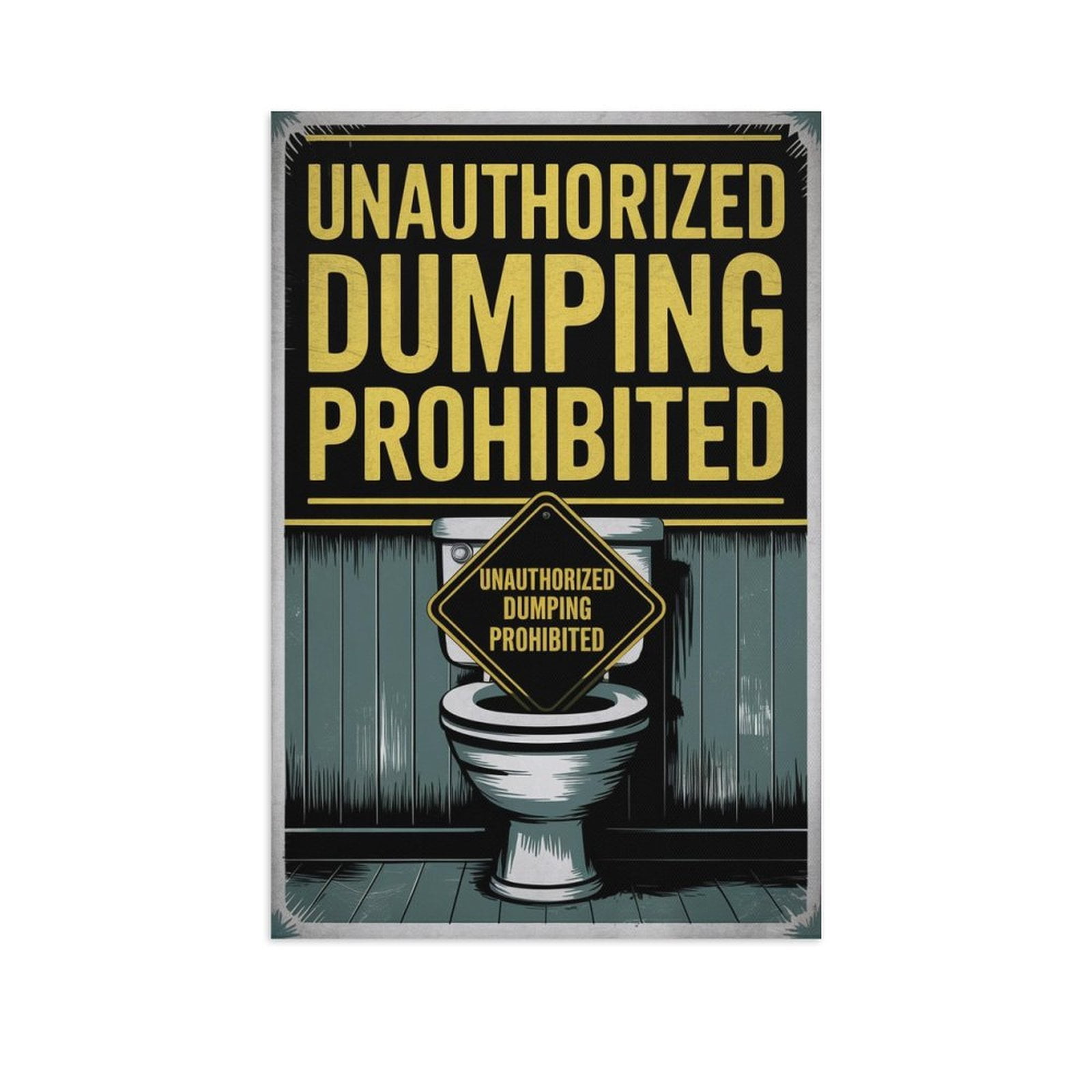 Vintage Toilet Poster Featuring Unauthorized Dumping Prohibited Sign ...