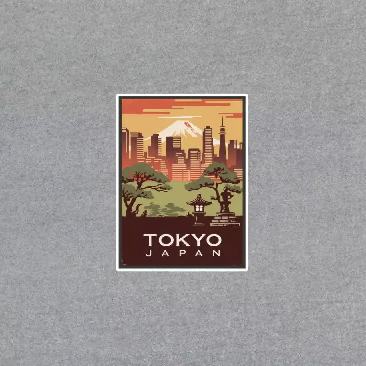 Vintage Tokyo Japan Travel Sticker Sticker - Retro Asian Cityscape Art ...