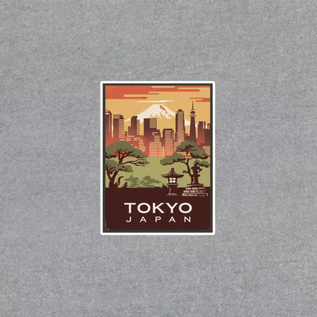 Vintage Tokyo Japan Travel Sticker Sticker - Retro Asian Cityscape Art ...